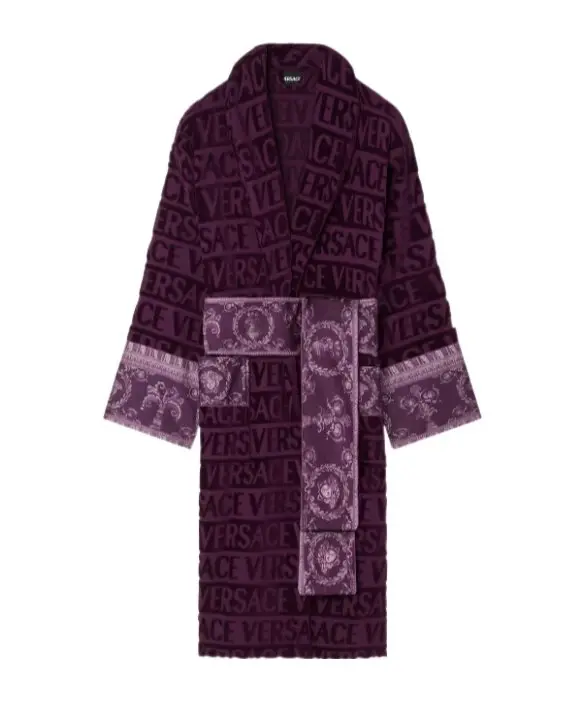 Versace Logo-print Belted Bathrobe - Black
