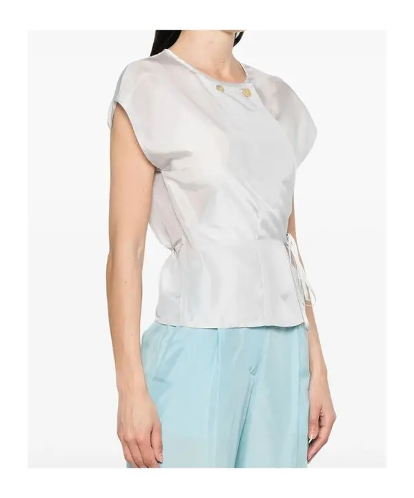 FORTE_FORTE Sleeveless Wrap Top With Mother-of-pearl Buttons