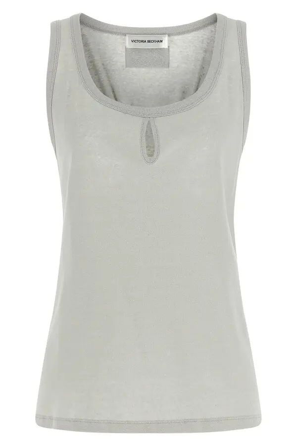 Victoria Beckham Split Tank Top With Teardrop Cut-out - Gray