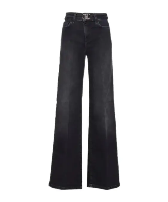 Liu Jo Logo Belted Wide Leg Jeans