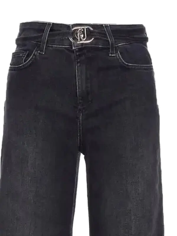 Liu Jo Logo Belted Wide Leg Jeans
