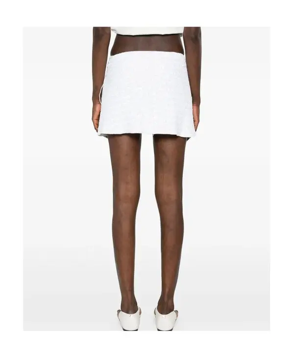 Oseree Sequin Embellished Wrap Mini Skirt - White