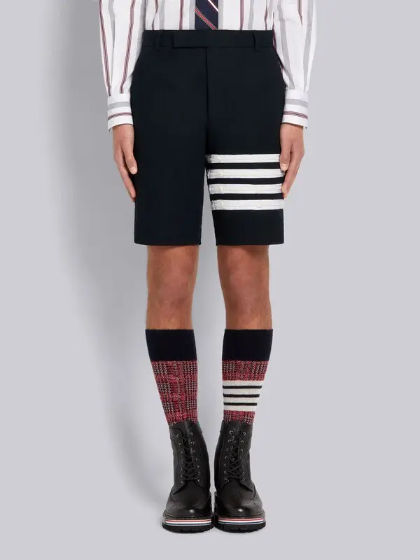 Thom Browne 4-bar Detail Chino Shorts - Navy Blue