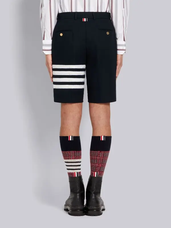 Thom Browne 4-bar Detail Chino Shorts - Navy Blue
