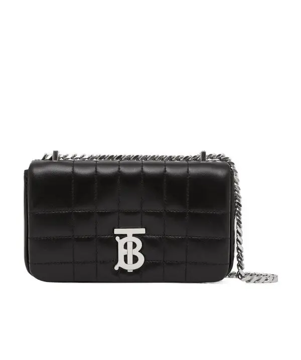 Burberry Lola Quilted Leather Mini Shoulder Bag With Tb Logo - Black