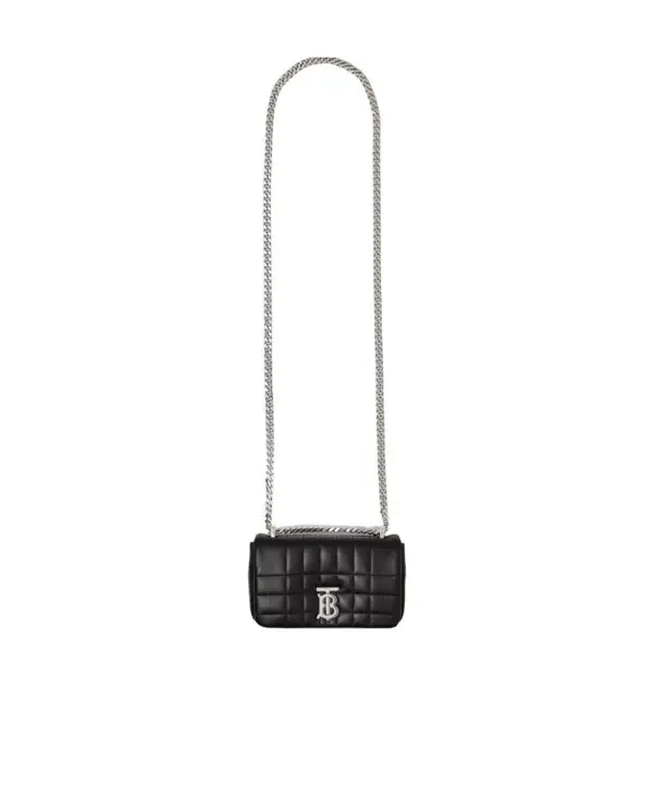 Burberry Lola Quilted Leather Mini Shoulder Bag With Tb Logo - Black