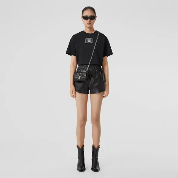 Burberry Lola Quilted Leather Mini Shoulder Bag With Tb Logo - Black