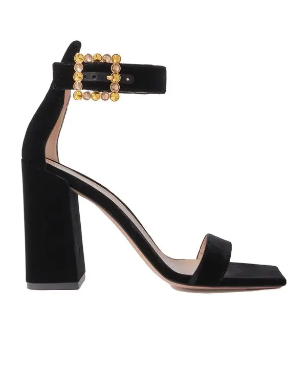 GIANVITO ROSSI Crystal-embellished Velvet Sandals