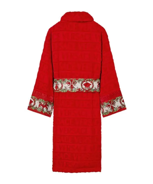 Versace Baroque-print Belted Robe - Red