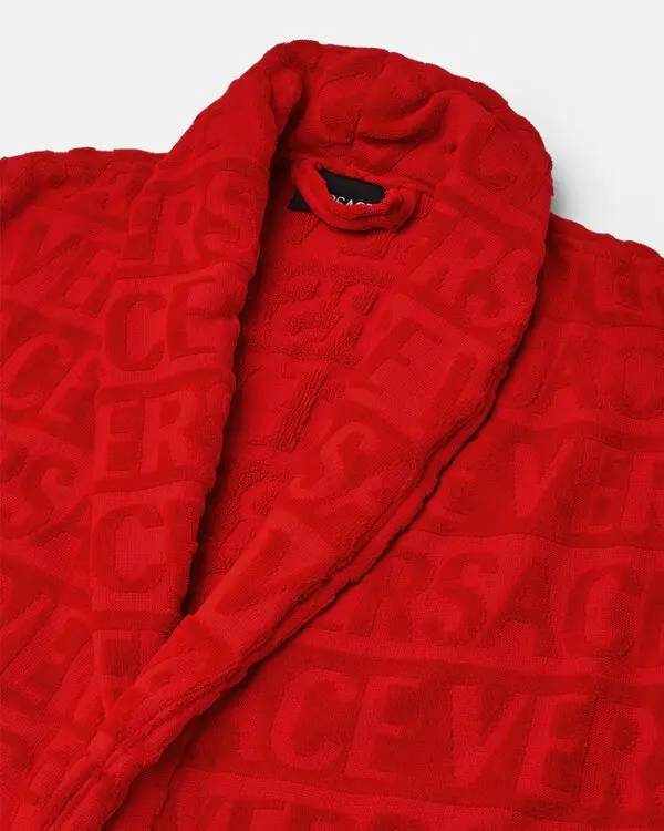 Versace Baroque-print Belted Robe - Red
