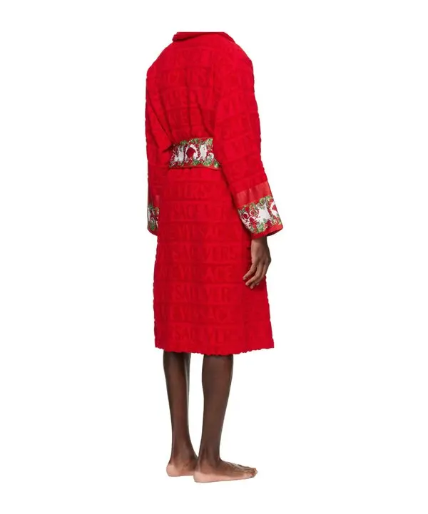 Versace Baroque-print Belted Robe - Red