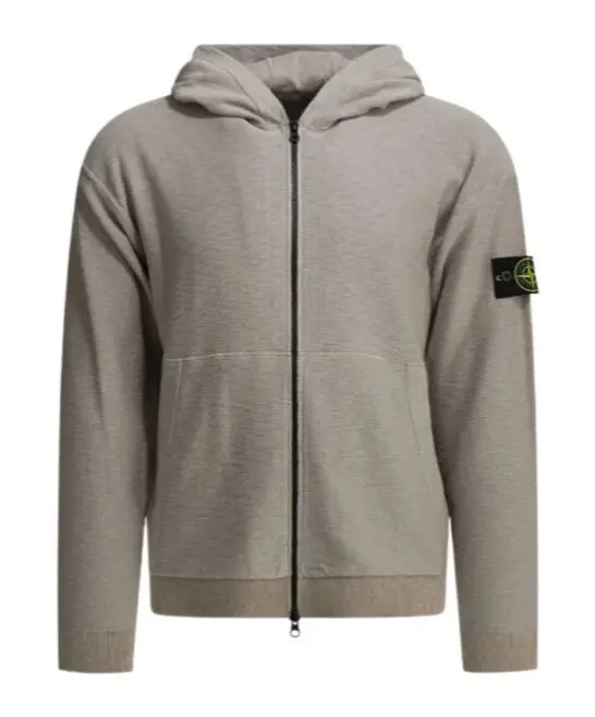 Stone Island Long-sleeved Zip-up Hooded Sweatshirt