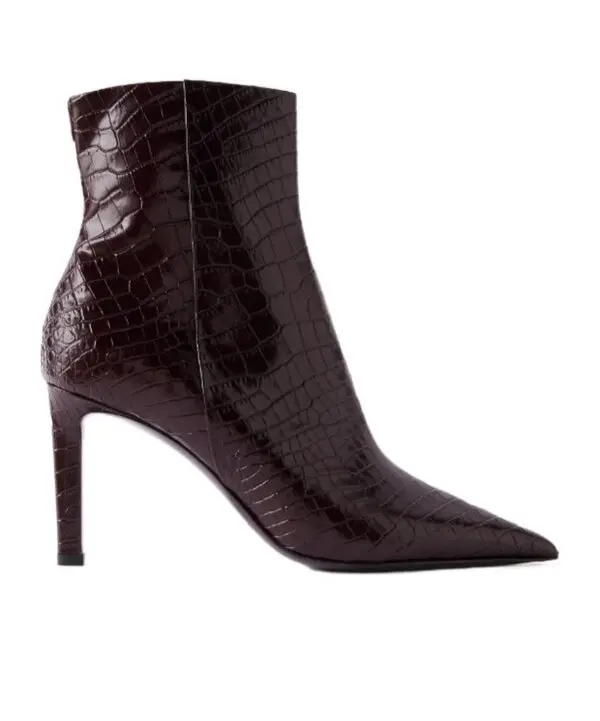 JIMMY CHOO Croc-effect Leather Ankle Boots