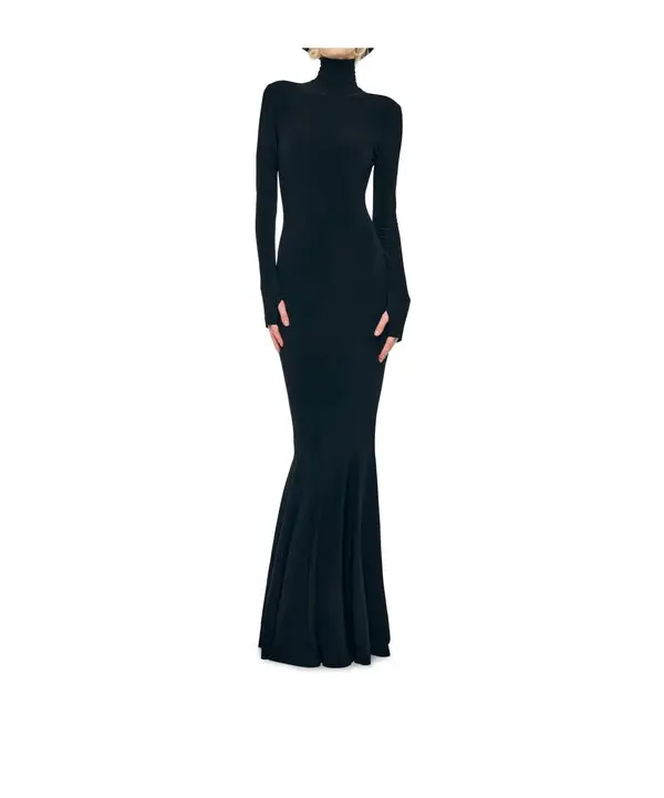 Norma Kamali Turtle Fishtail Gown - Black