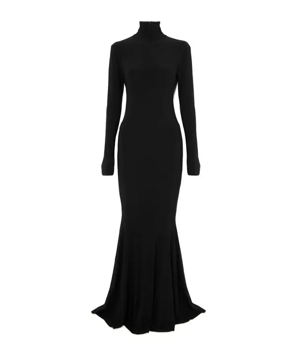 Norma Kamali Turtle Fishtail Gown - Black