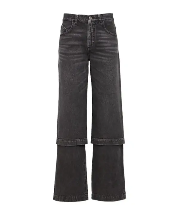 Attico Layered Baggy Jeans - Black