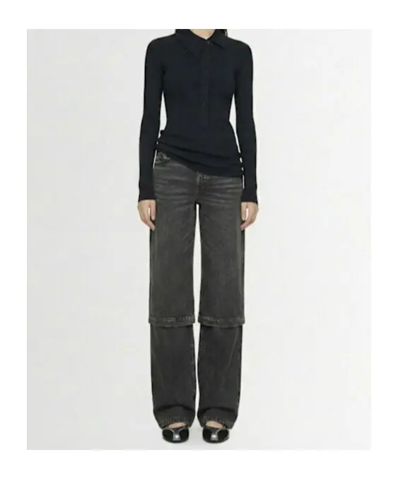 Attico Layered Baggy Jeans - Black