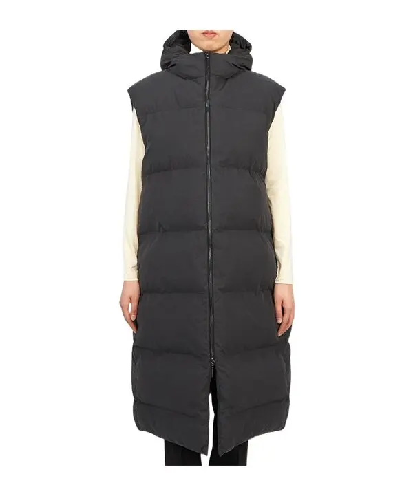 Studio Nicholson Hooded Sleeveless Cotton-padded Long Jacket - Black