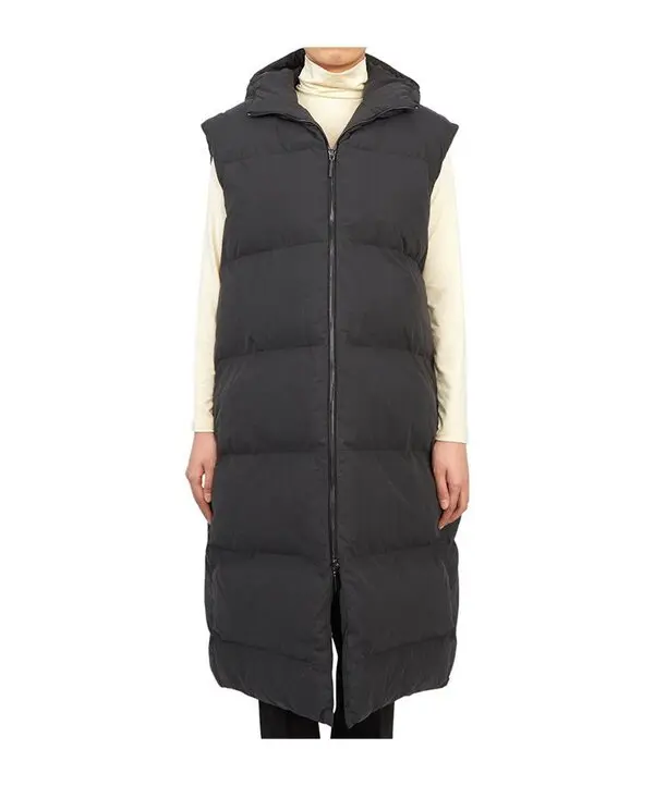 Studio Nicholson Hooded Sleeveless Cotton-padded Long Jacket - Black