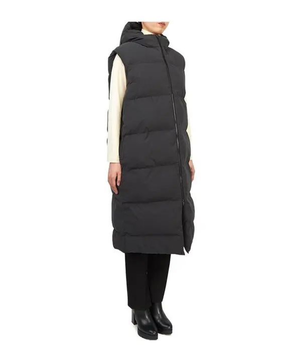 Studio Nicholson Hooded Sleeveless Cotton-padded Long Jacket - Black
