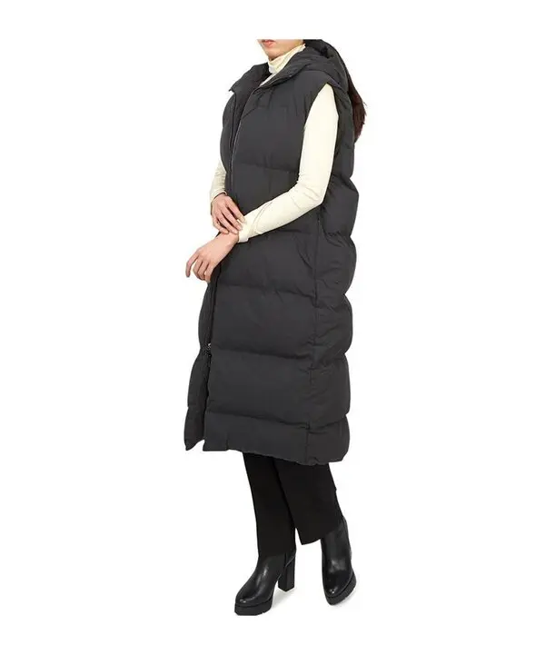 Studio Nicholson Hooded Sleeveless Cotton-padded Long Jacket - Black