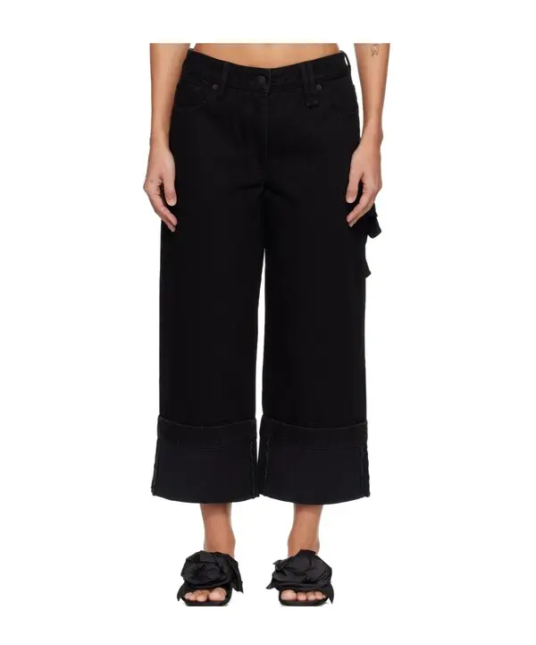 Simone Rocha Straight-leg Jeans With Bow Detail - Black