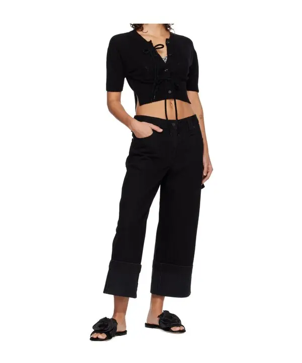 Simone Rocha Straight-leg Jeans With Bow Detail - Black