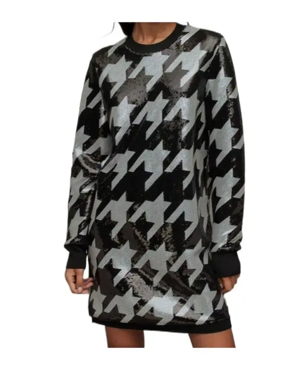 ALLSAINTS Juela Toni Sequin Houndstooth Dress