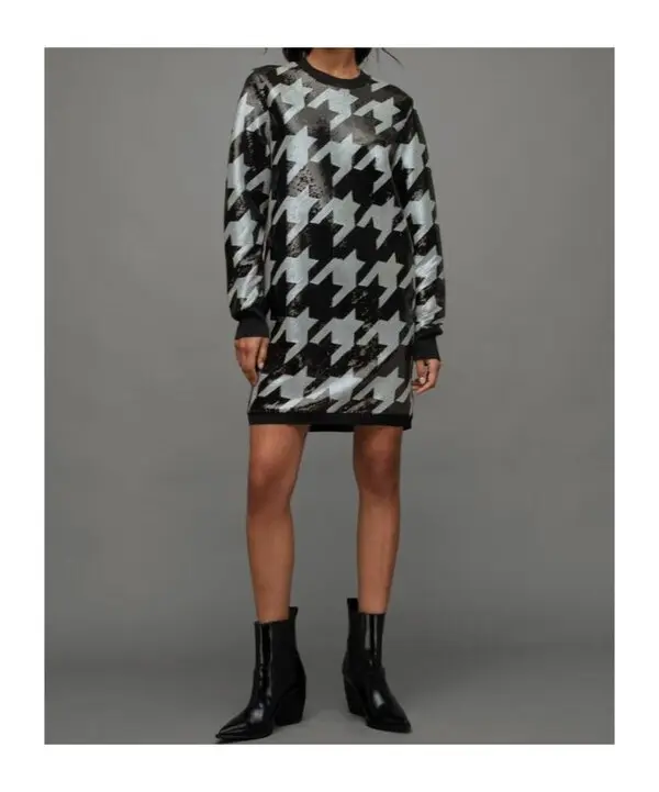 ALLSAINTS Juela Toni Sequin Houndstooth Dress