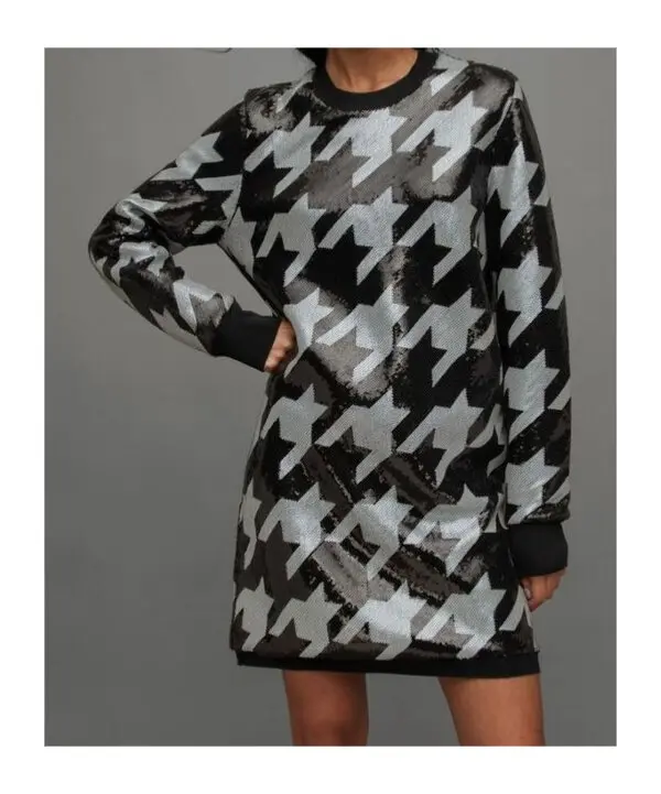 ALLSAINTS Juela Toni Sequin Houndstooth Dress