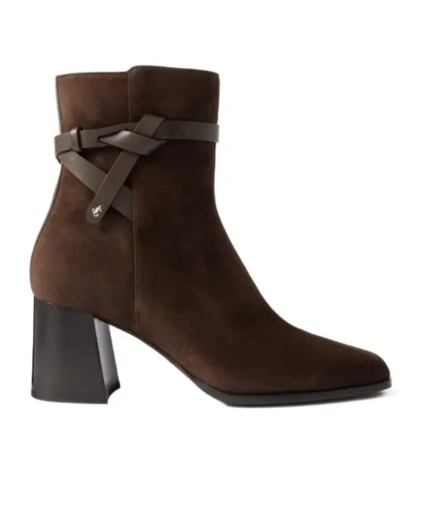 JIMMY CHOO Leather Trim Ankle Boots