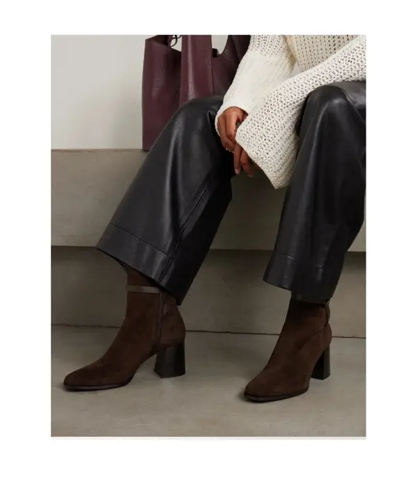 JIMMY CHOO Leather Trim Ankle Boots