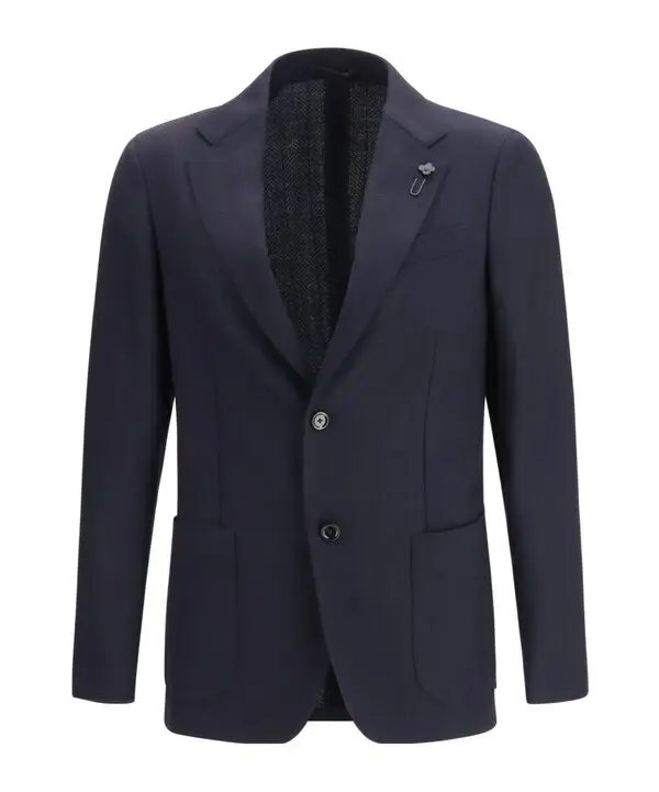 LARDINI Single-breasted Jacket - Black