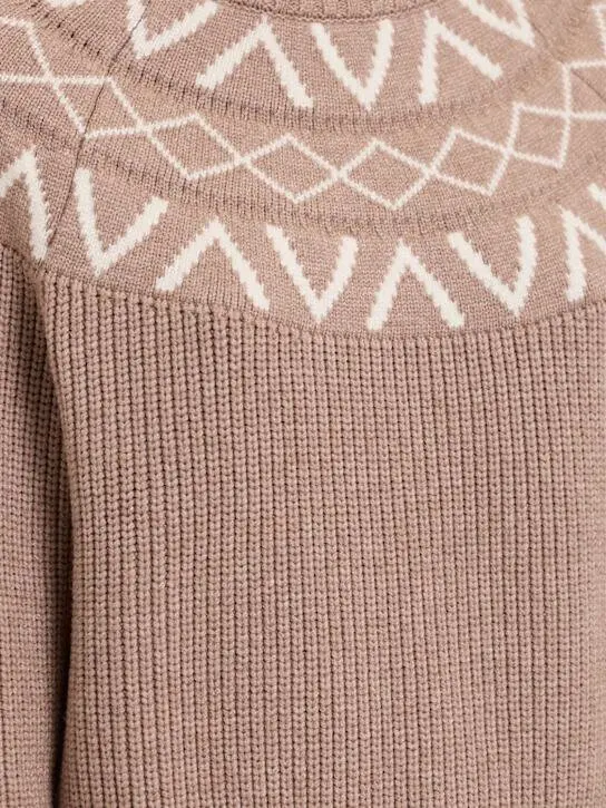 Varley Geometric Fair Isle Turtleneck Knit Sweater - Nude