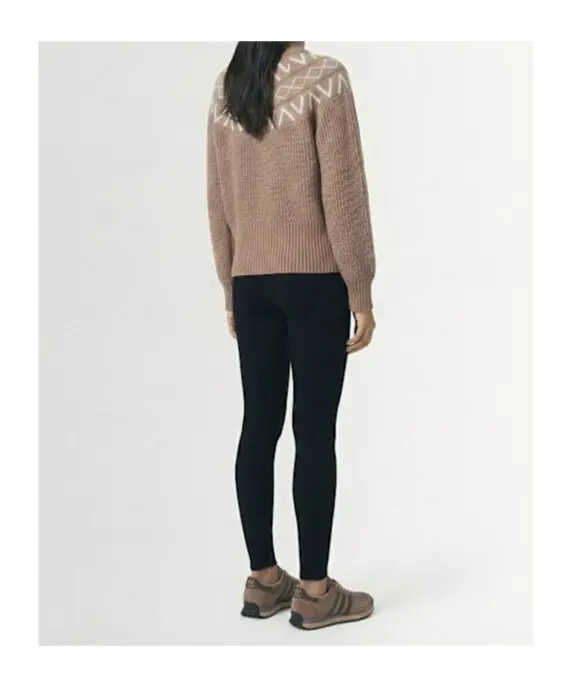 Varley Geometric Fair Isle Turtleneck Knit Sweater - Nude