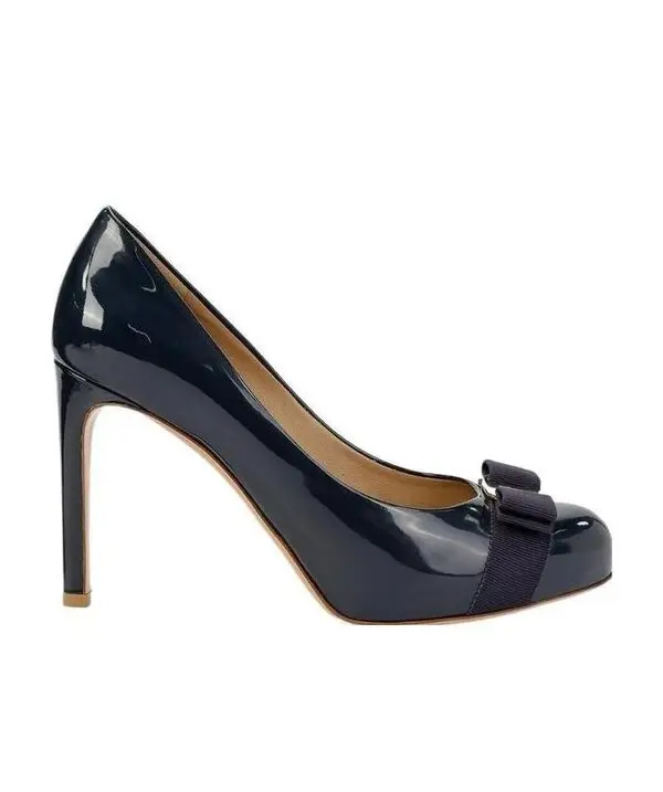 FERRAGAMO Navy Blue Bow High Heels