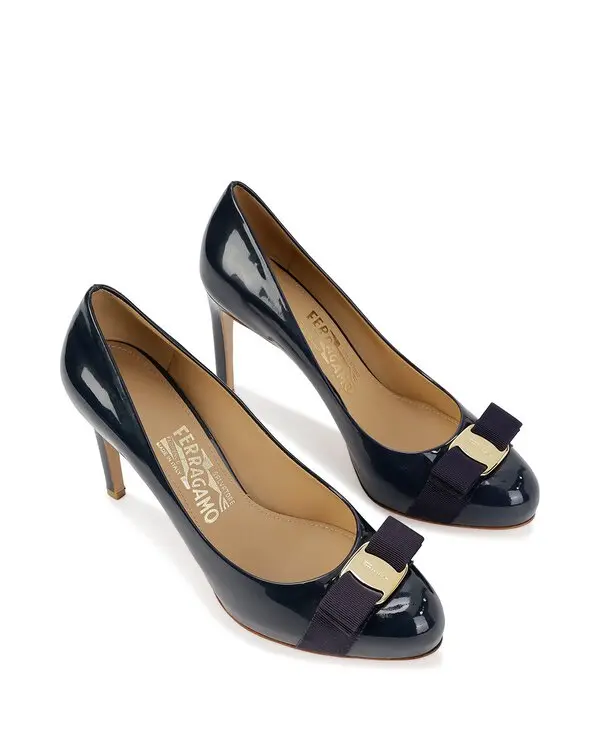FERRAGAMO Navy Blue Bow High Heels