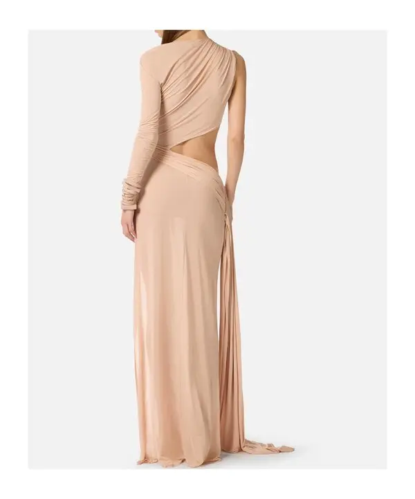 Elisabetta Franchi One-shoulder Draped Jersey Maxi Dress