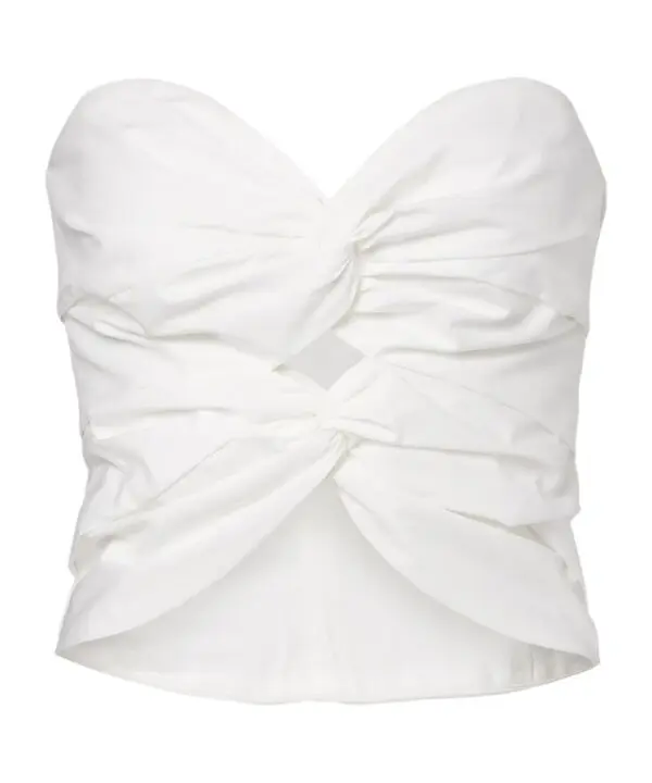 Simkhai Cornelia Cutout Ruched Cotton-blend Top - White