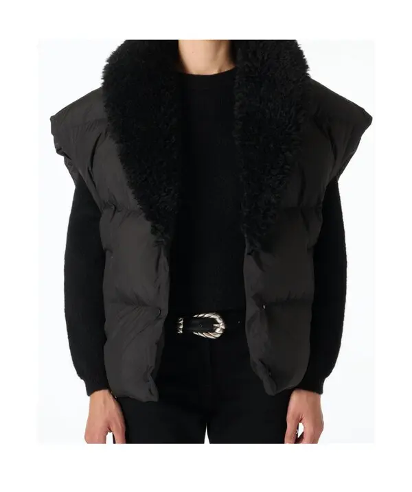 IRO PARIS Sleeveless Puffer Vest With Fur Collar