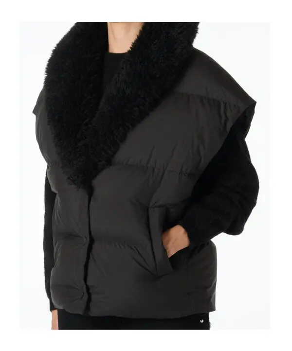 IRO PARIS Sleeveless Puffer Vest With Fur Collar