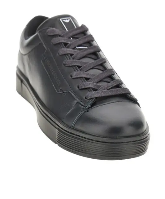 Emporio Armani Vachetta Leather Lace-up Sneakers