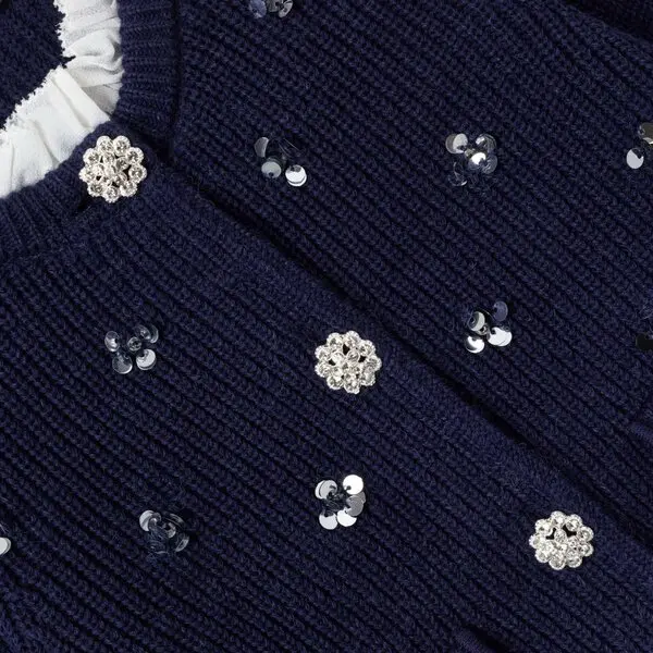 SELF-PORTRAIT Sequin-appliqué Cardigan