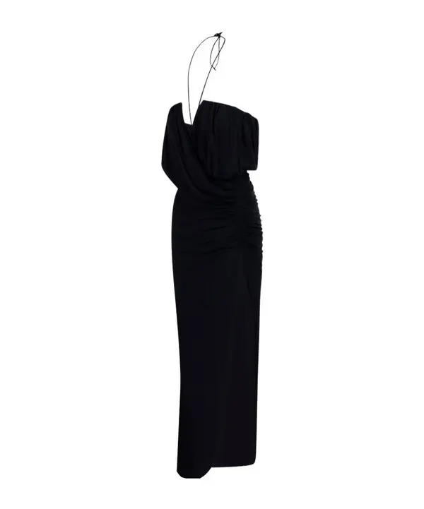 AMAZUIN Backless Halter Neck Maxi Dress With Draped Details