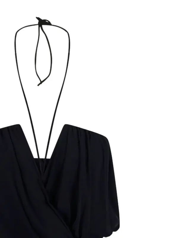AMAZUIN Backless Halter Neck Maxi Dress With Draped Details