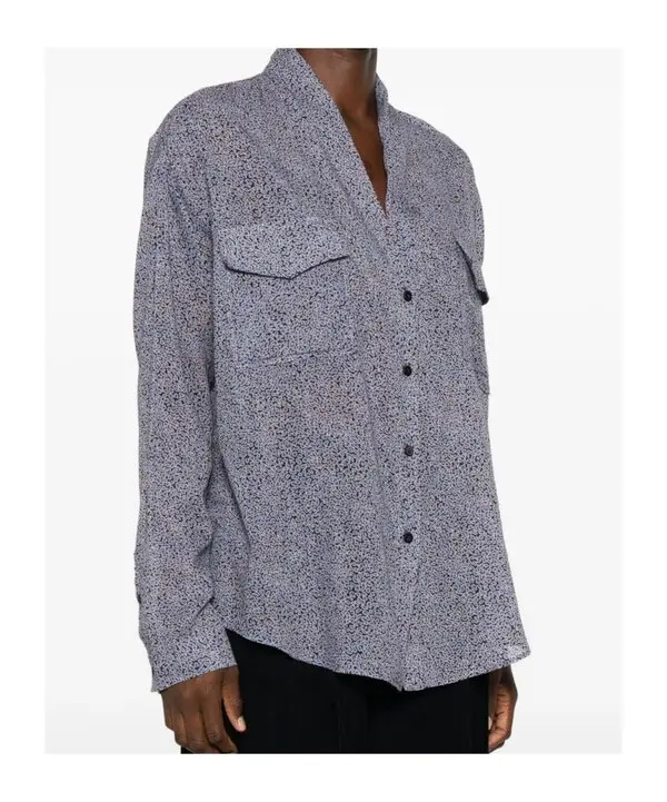 FORTE_FORTE Printed Long Sleeve Shirt - Gray