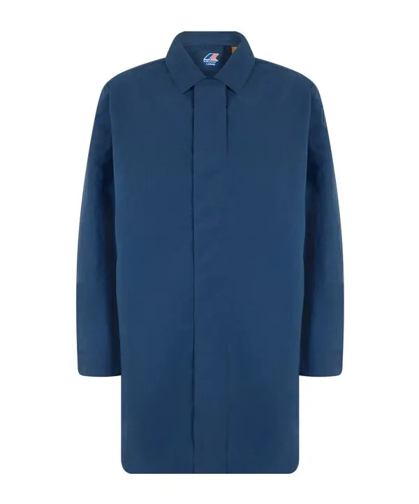 K-WAY Poirol Long Buttoned Coat - Blue