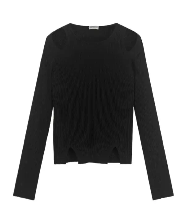 ROBERTO COLLINA Ribbed Knit Cut-out Top - Black