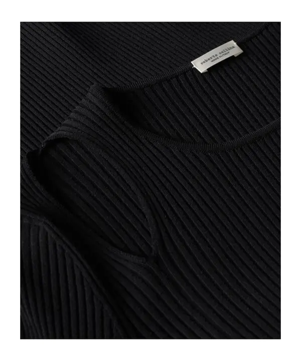 ROBERTO COLLINA Ribbed Knit Cut-out Top - Black