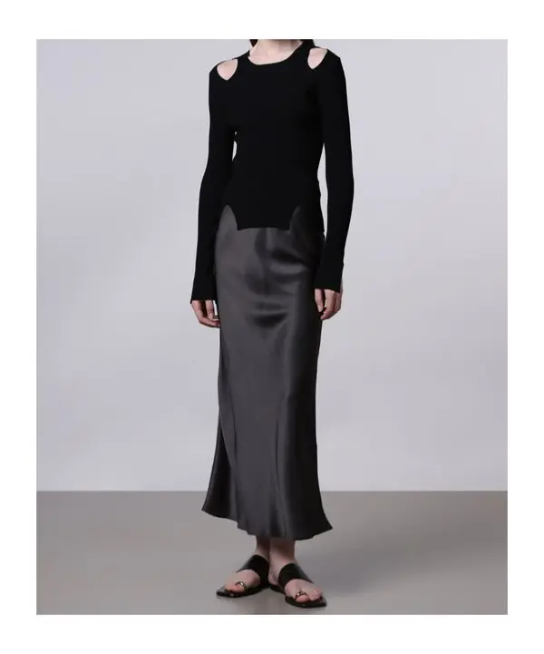 ROBERTO COLLINA Ribbed Knit Cut-out Top - Black